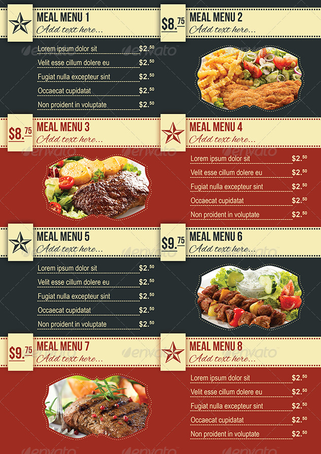 A4 Food Menu / Flyer, Print Templates | GraphicRiver