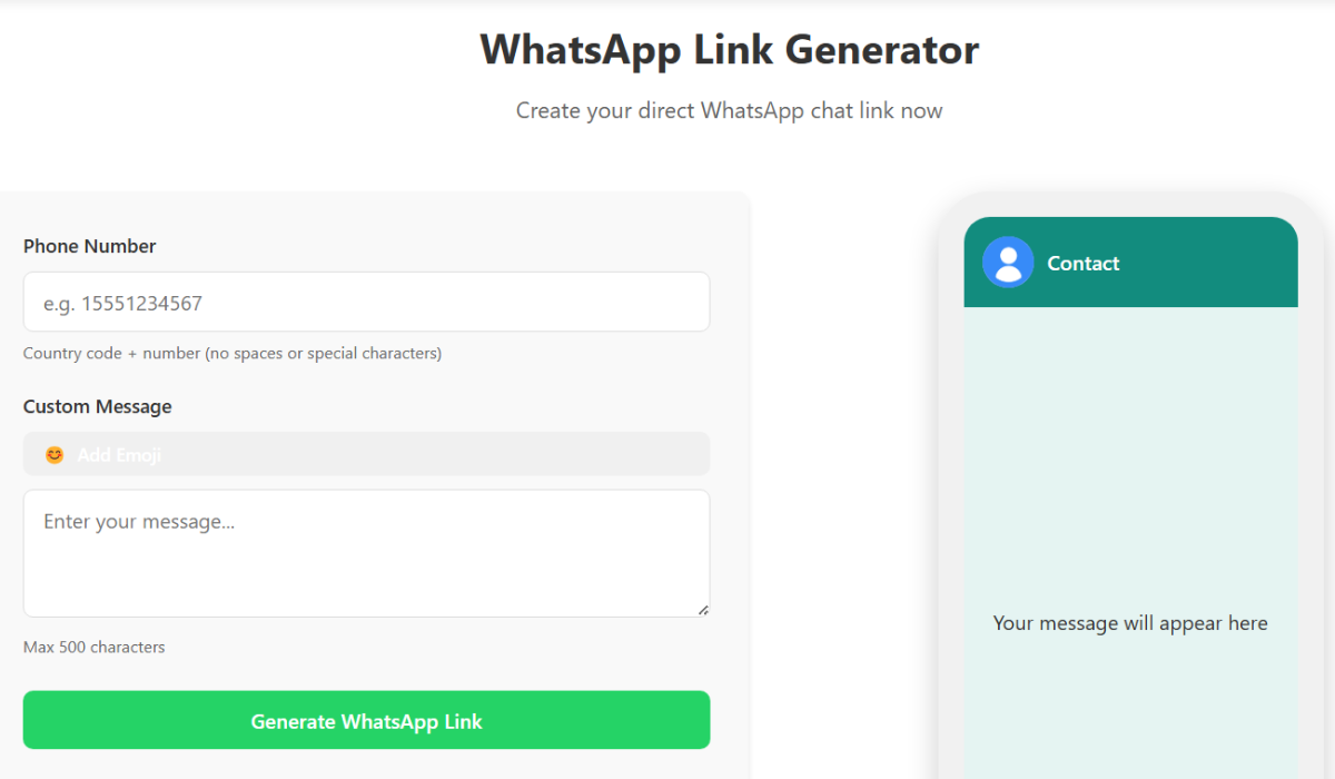 Whatsapp Link Maker Professional Tool by Mofosocodes | CodeCanyon