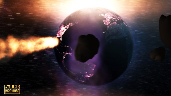 Earth Colliding with Asteroids, Motion Graphics | VideoHive