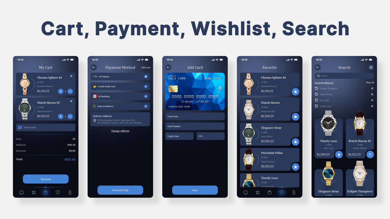 WristLuxe - D2C Watch eCommerce Store Flutter Mobile App Template | Android & iOS UI Kit by ...