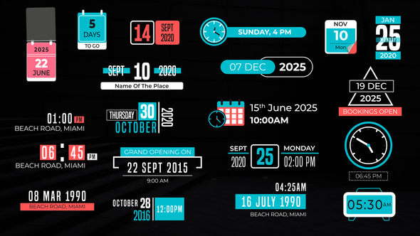 Date &Time Titles, After Effects Project Files | VideoHive