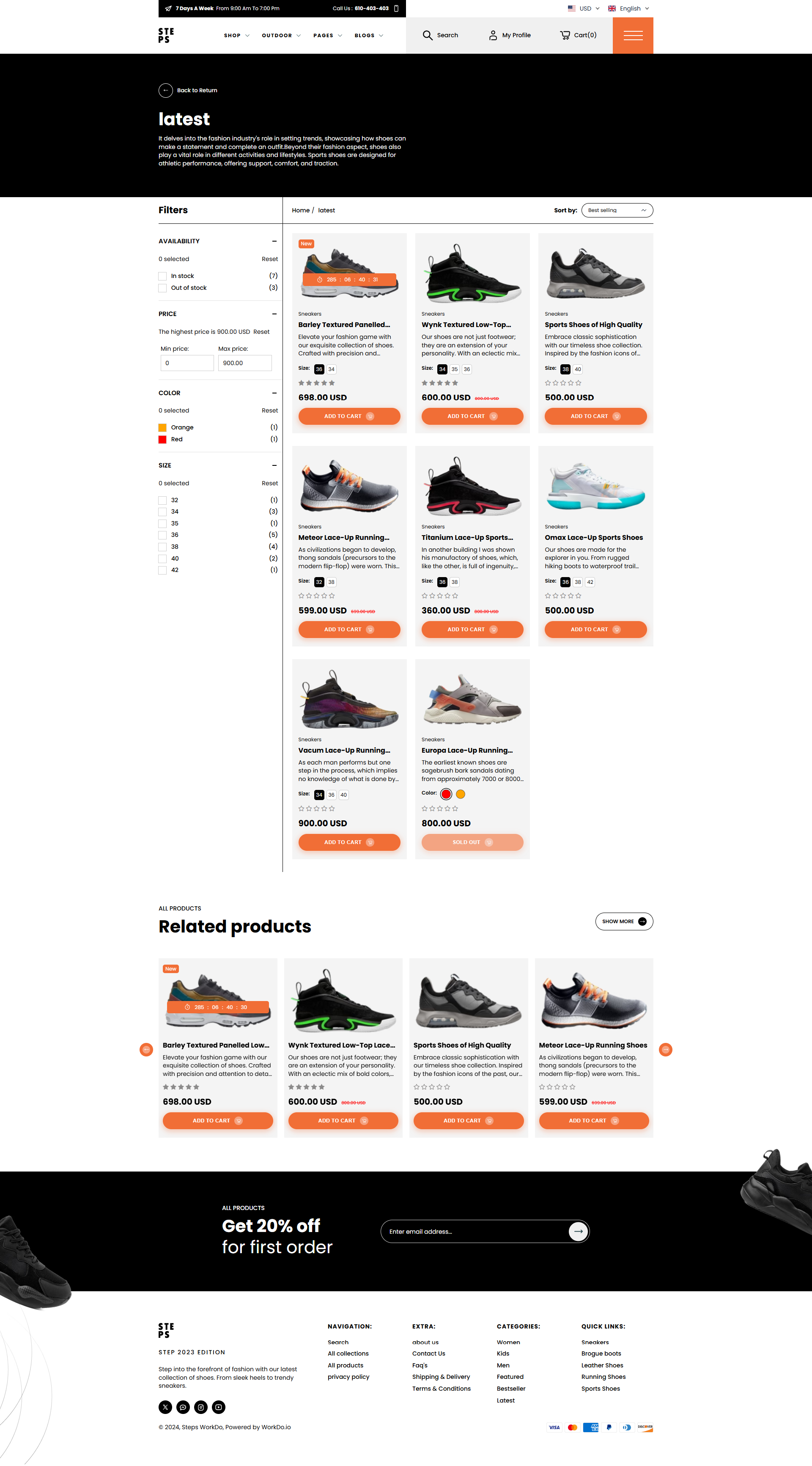 Steps - Sports Shoes, Footwear Shoes Shopify 2.0 Theme by WorkDo ...