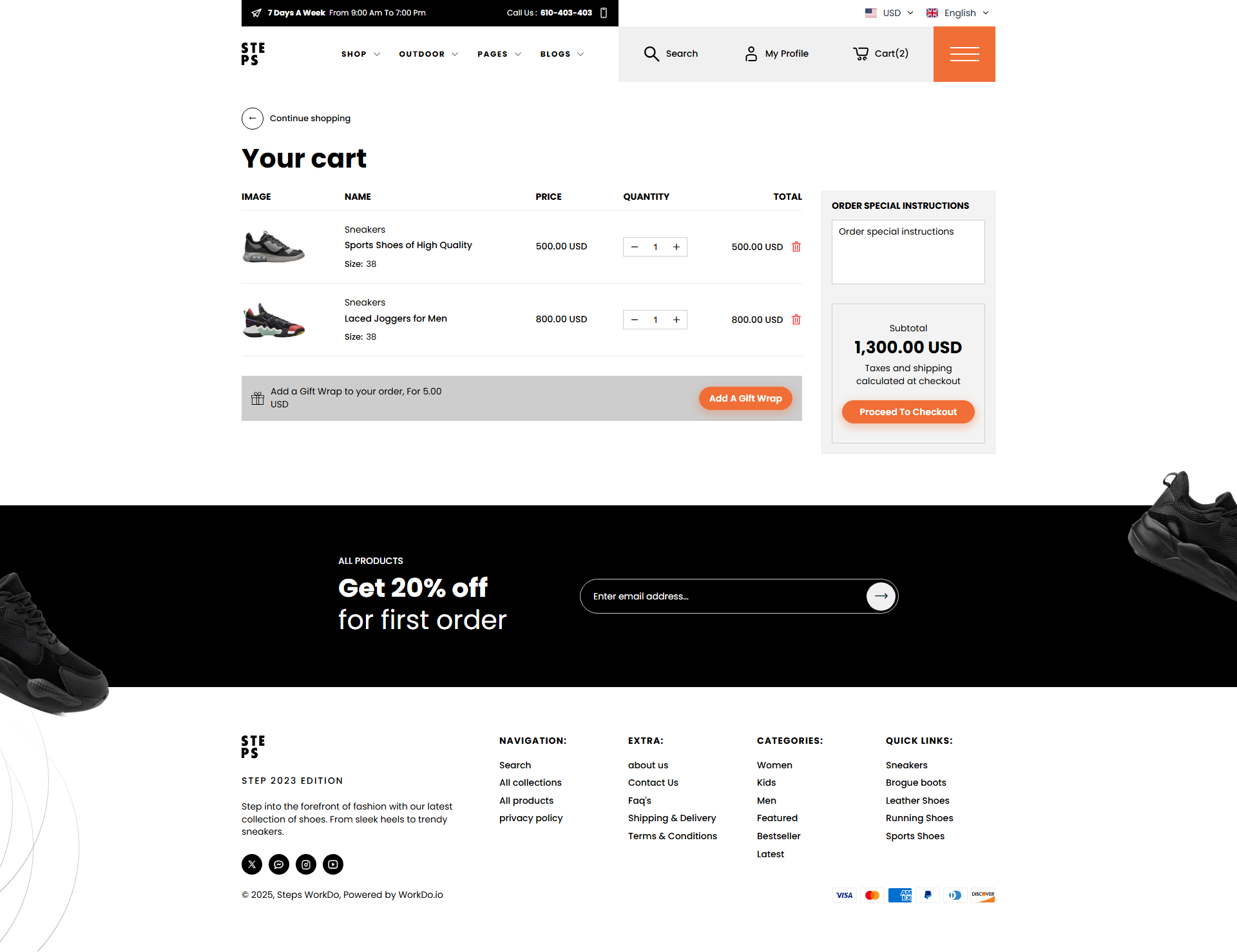 Steps - Sports Shoes, Footwear Shoes Shopify 2.0 Theme by WorkDo | ThemeForest