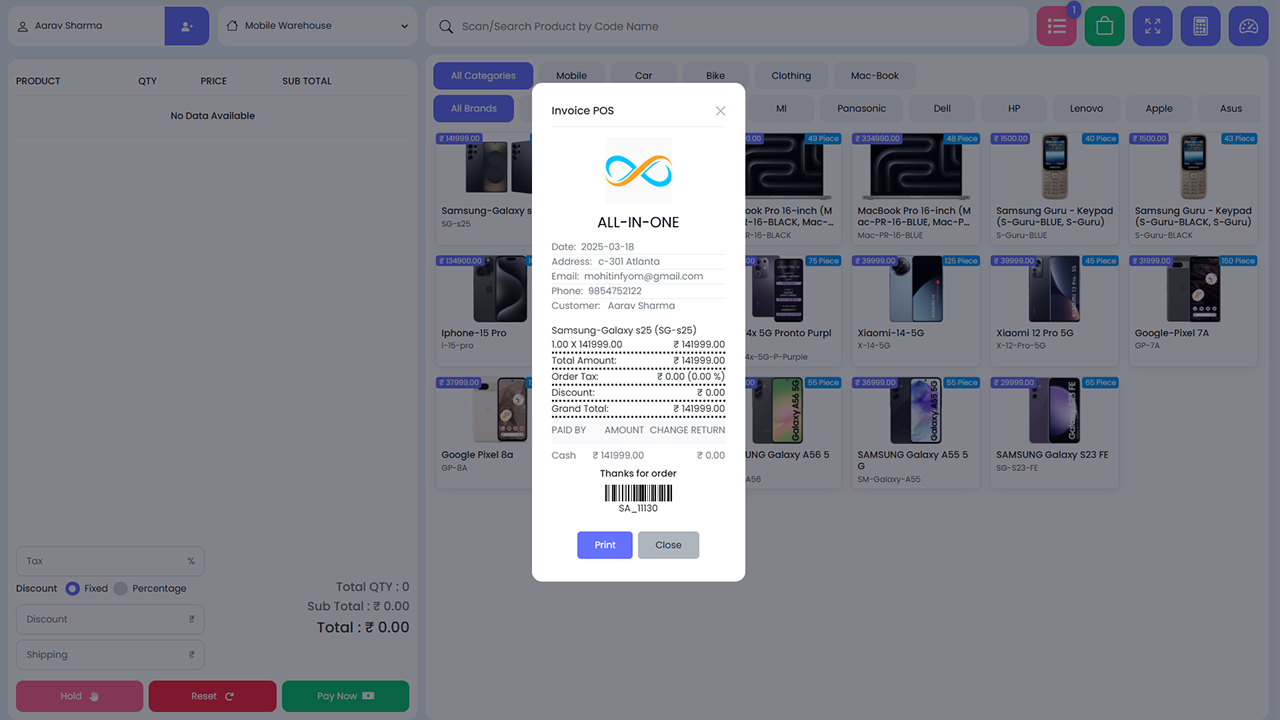Pos Saas For Multi Store Outlets Built On Laravel React Js By Infyomlabs