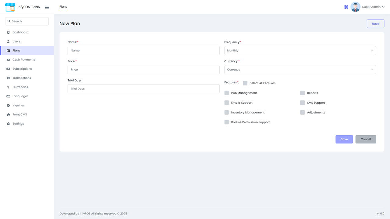 Pos Saas For Multi Store Outlets Built On Laravel React Js By Infyomlabs