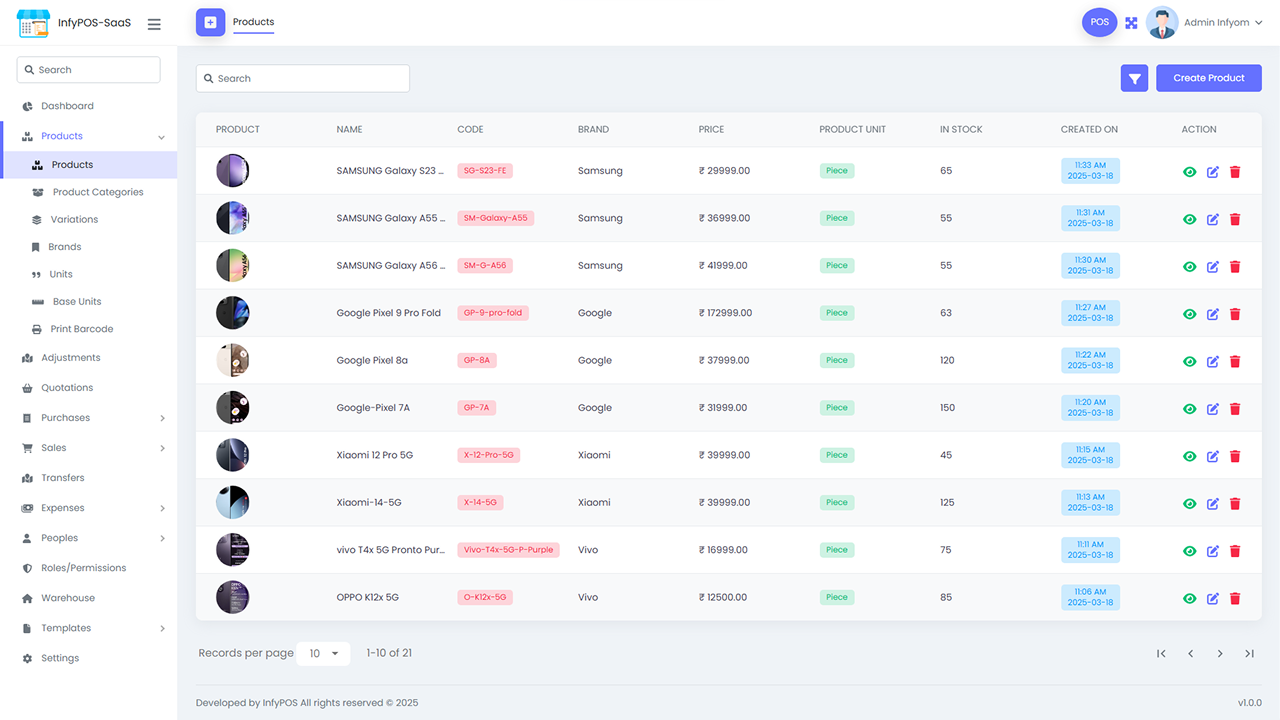 POS Saas for Multi Store / Outlets - Built on Laravel + React JS by infyomlabs
