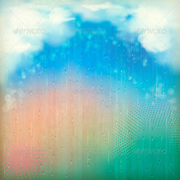 Colorful Rain. Vintage Abstract Retro Background by kostins | GraphicRiver