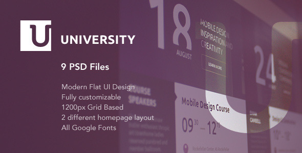University – Education Flat UI PSD Template by idealUI | ThemeForest