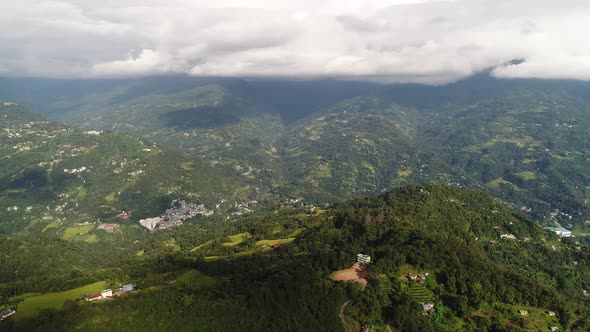 Rumtek Monastery area in Sikkim India seen from the sky, Stock Footage