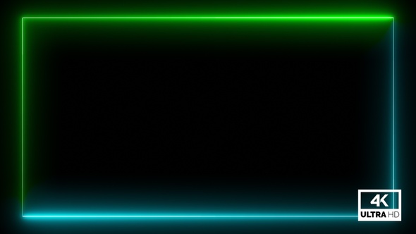 Neon Green & Blue Frame Overlay Background 4 K Looped V8, Motion Graphics