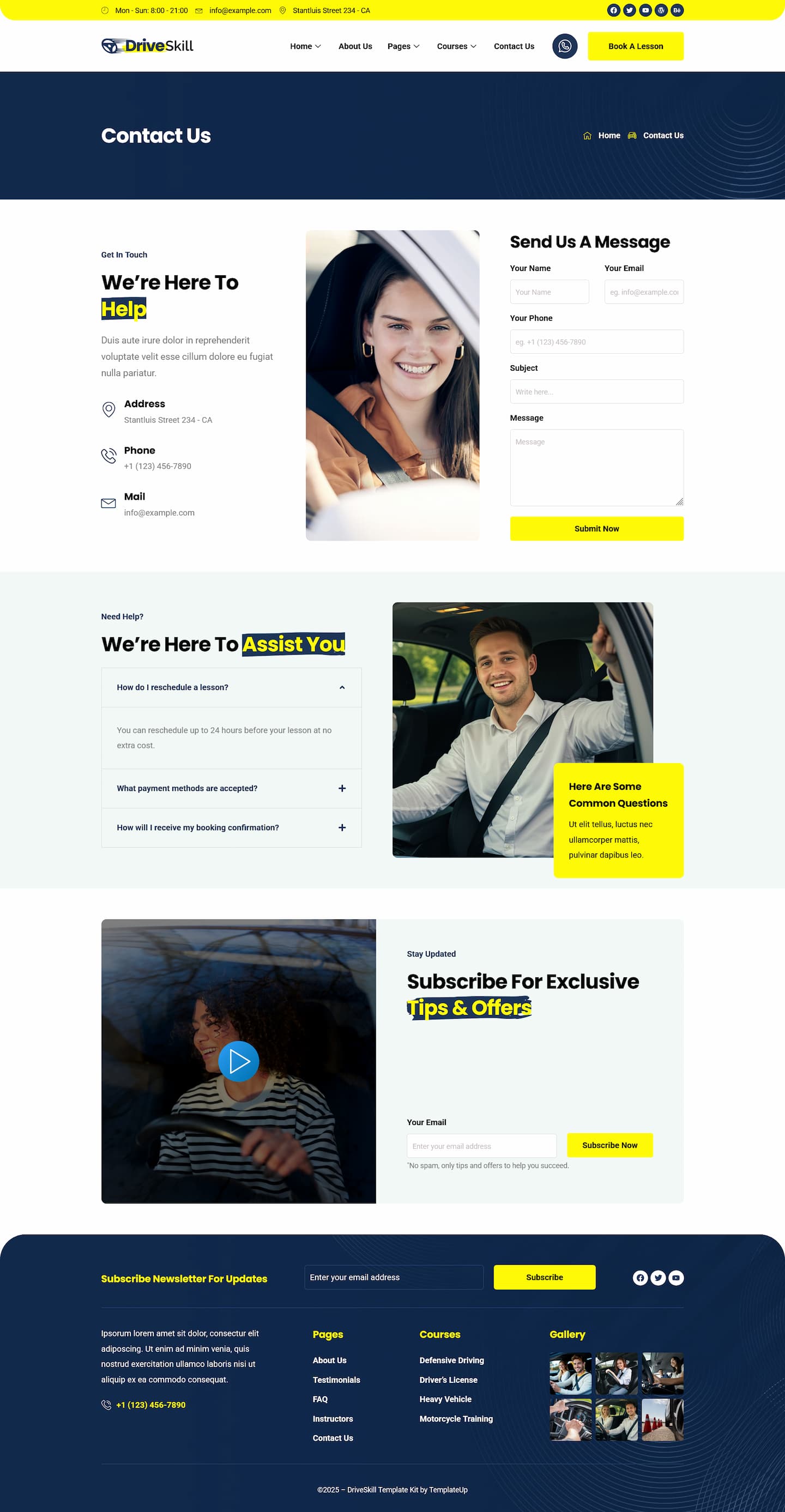 DriveSkill - Driving School Elementor Template Kit by TemplateUp-Pro