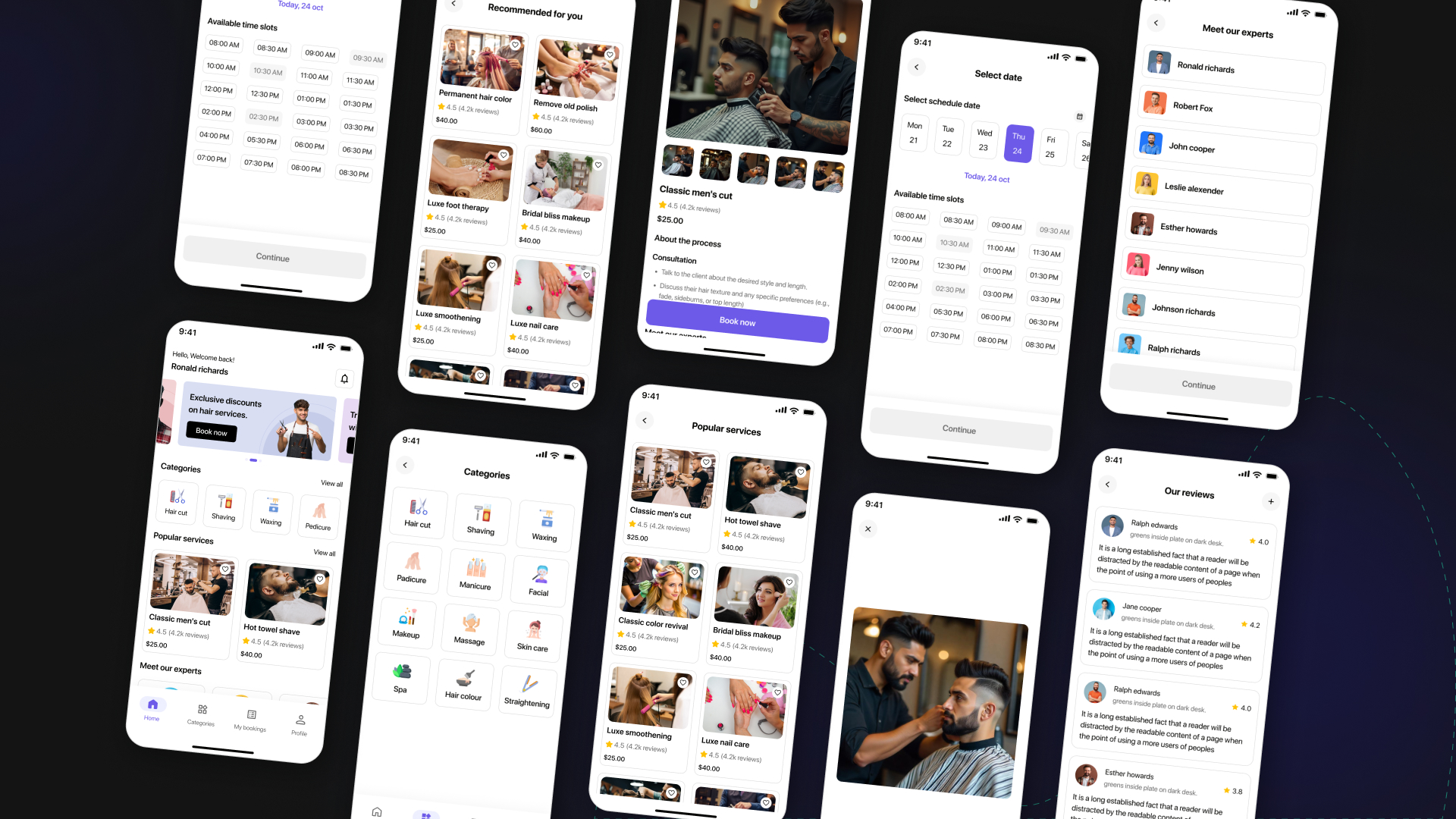 Barber App UI Template | Modern Barber & Salon Appointment Booking App in Flutter | Beardly App ...