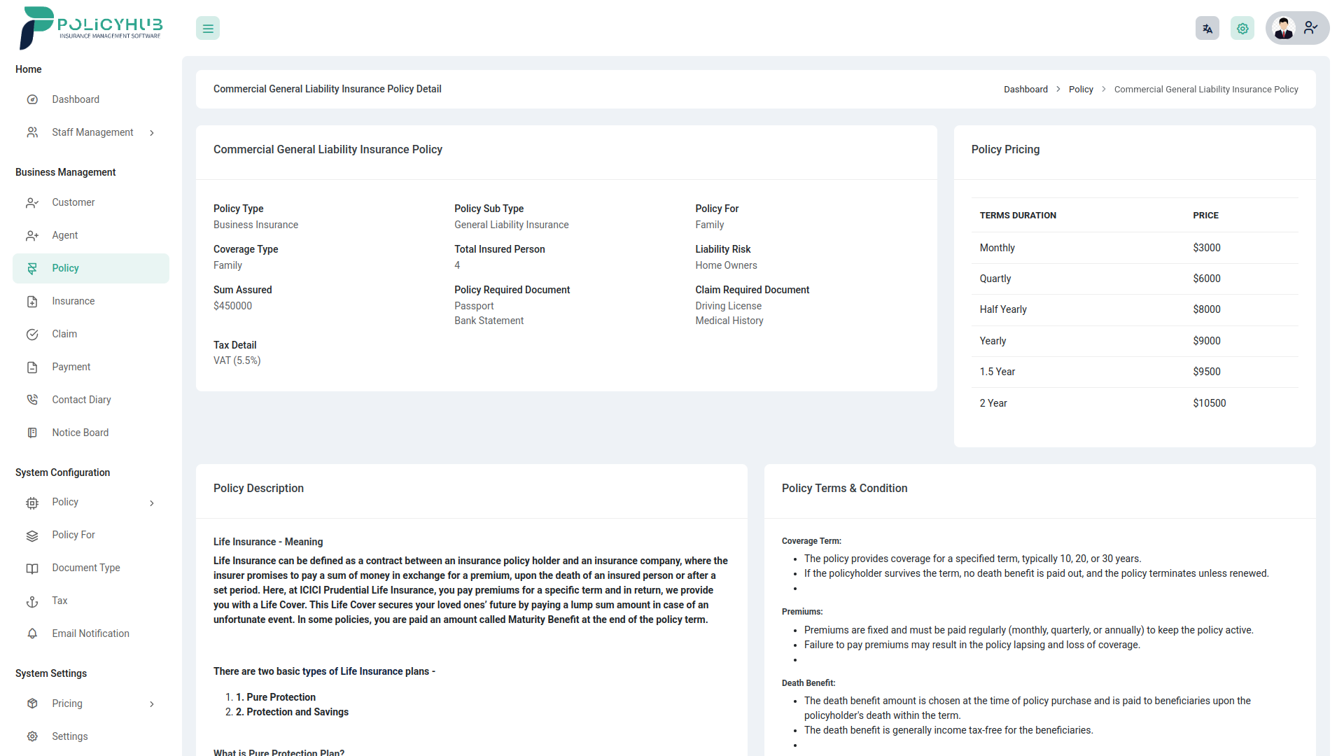 PolicyHub SaaS - Insurance Management Software by smartwebinfotech