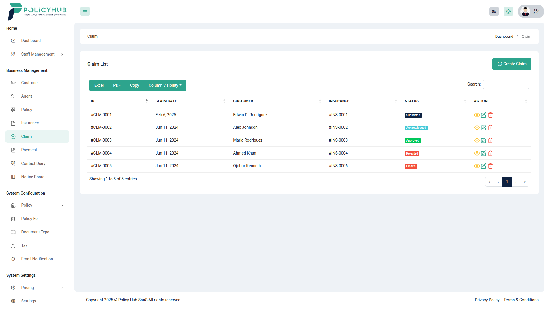 PolicyHub SaaS - Insurance Management Software by smartwebinfotech