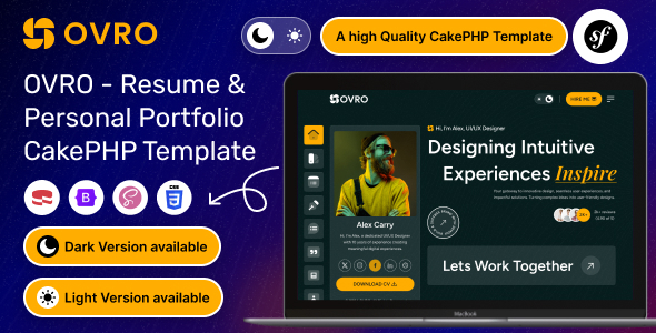 Ovro – Resume & Personal Portfolio CakePHP Template by Markeythemes