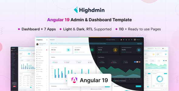 Highdmin - Angular 19 Admin & Dashboard Template by coderthemes | ThemeForest