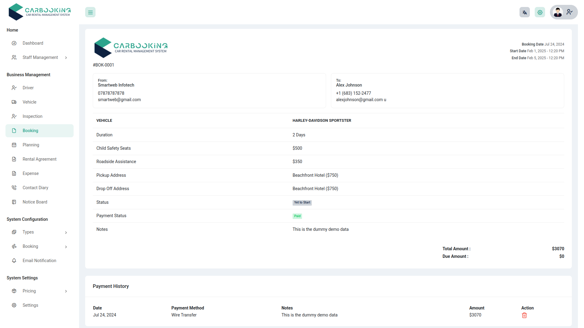 Car Booking SaaS - Car Rental Management System by smartwebinfotech