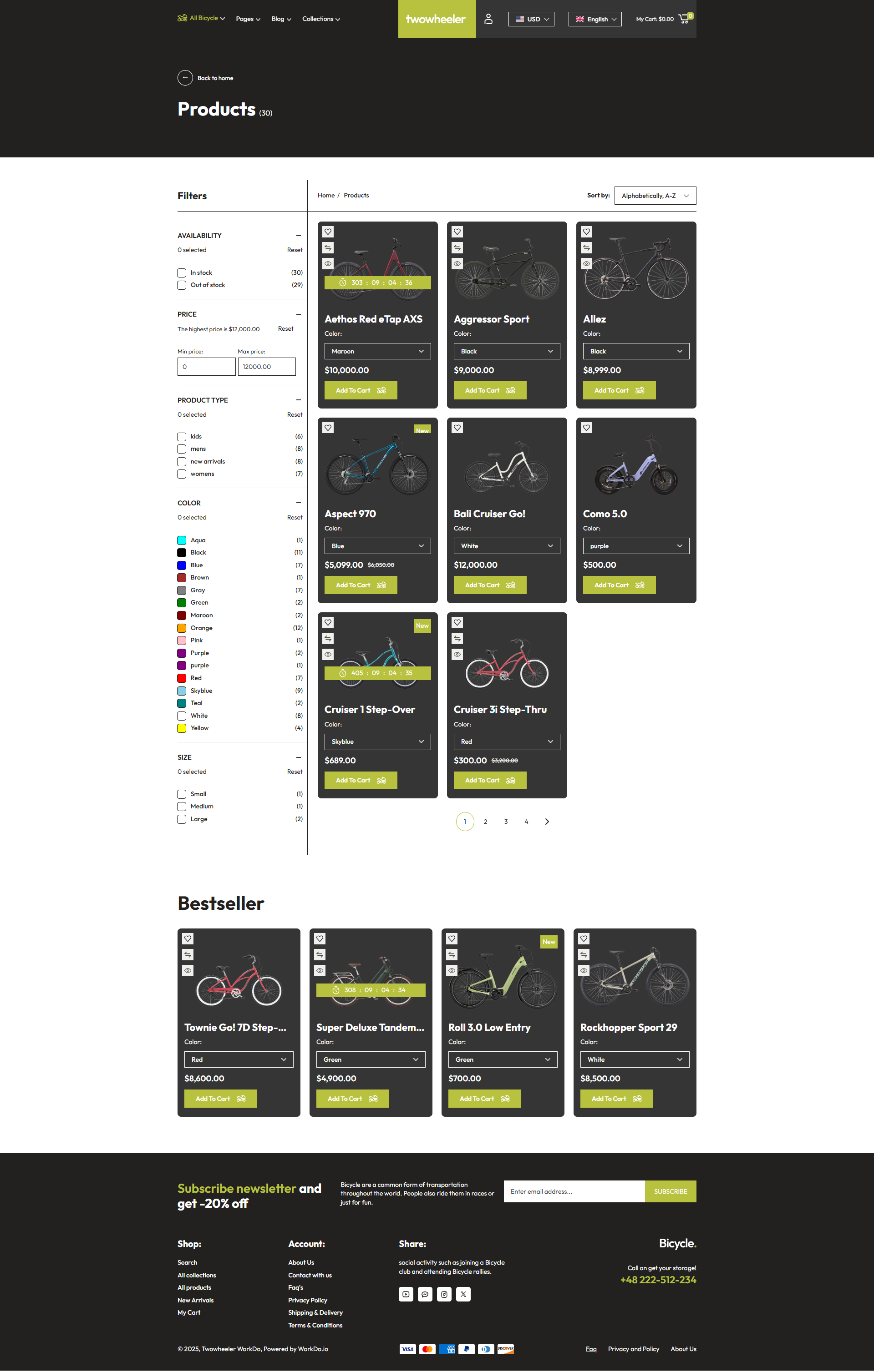 Two Wheeler - Bikes & Cycling Shopify Theme OS 2.0 by WorkDo | ThemeForest