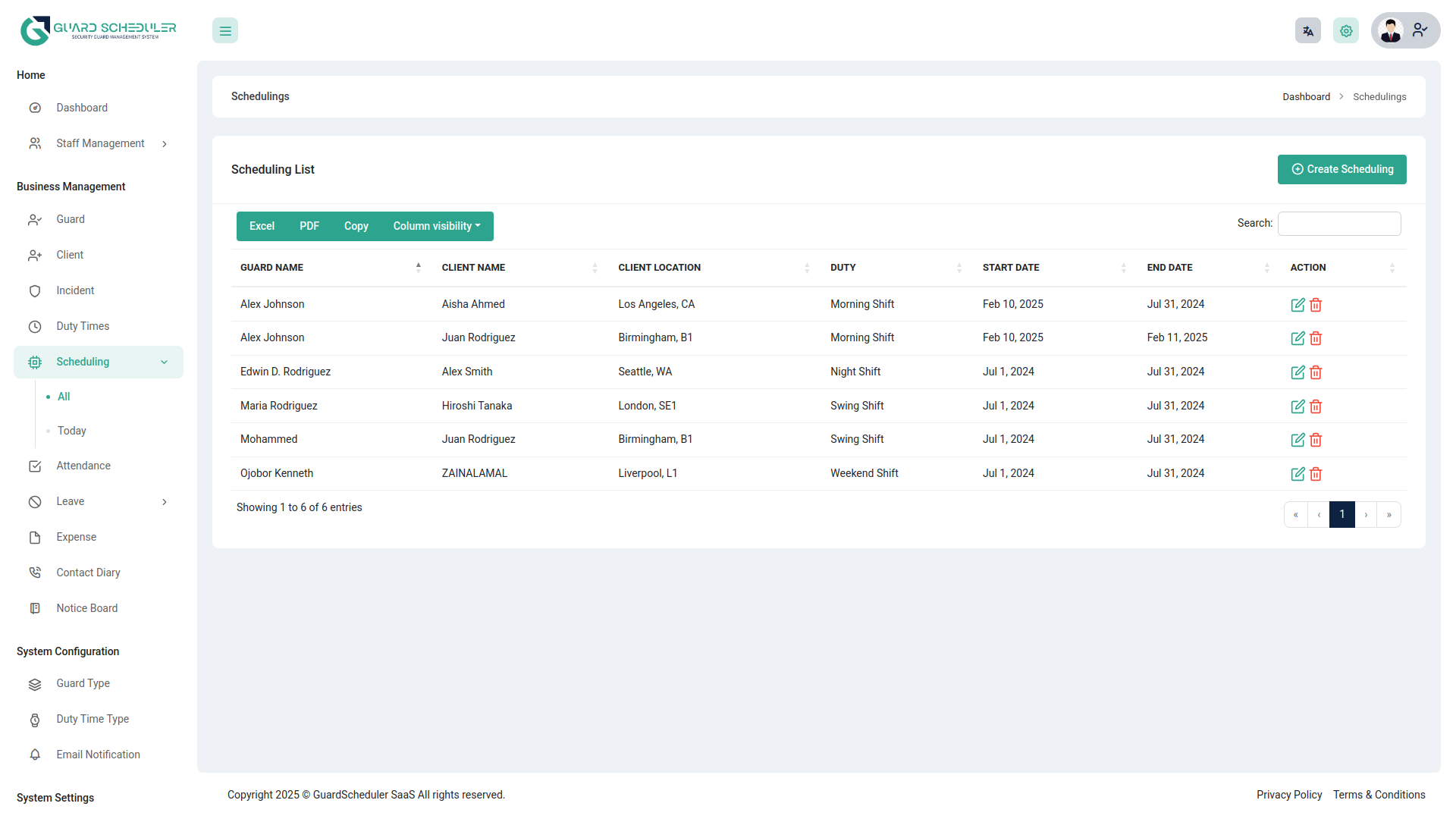 GuardScheduler SaaS - Security Guard Management System by smartwebinfotech