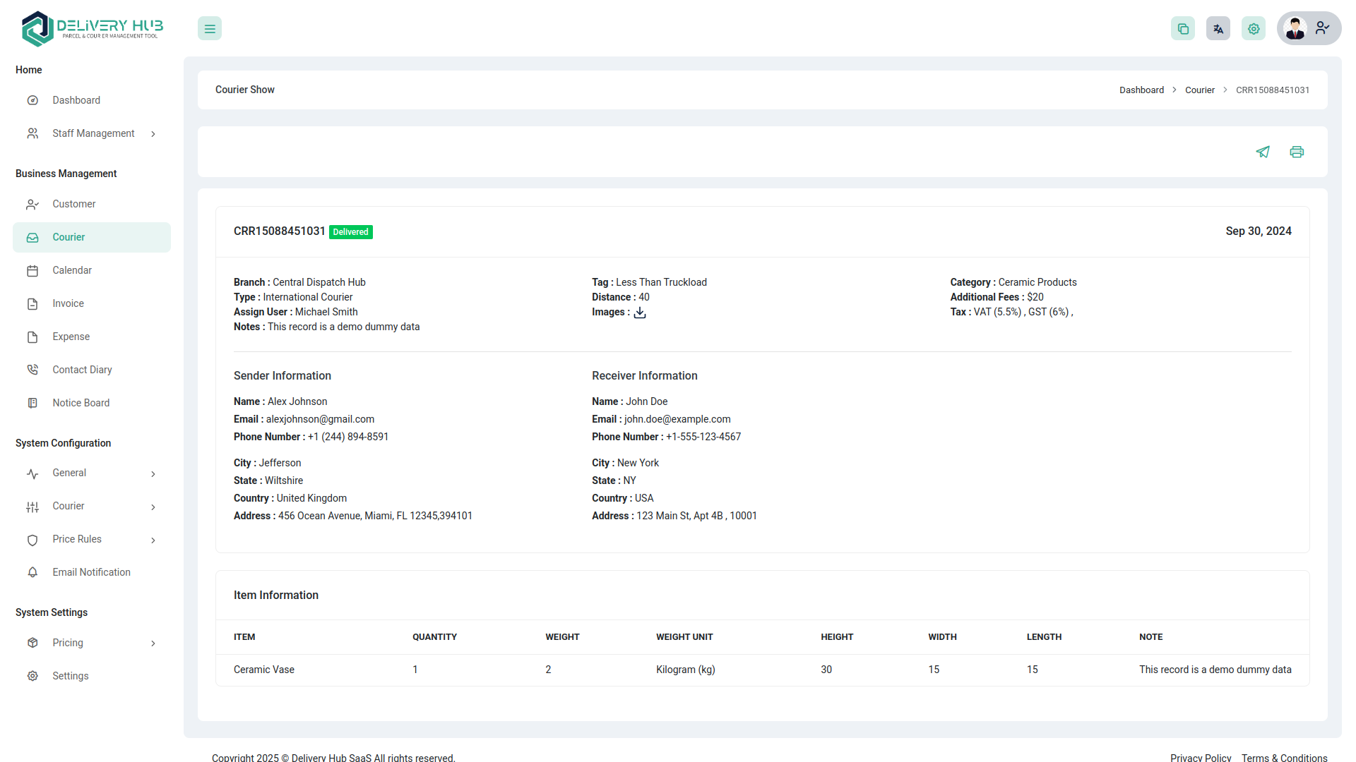 Delivery Hub SaaS - Parcel & Courier Management Tool by smartwebinfotech