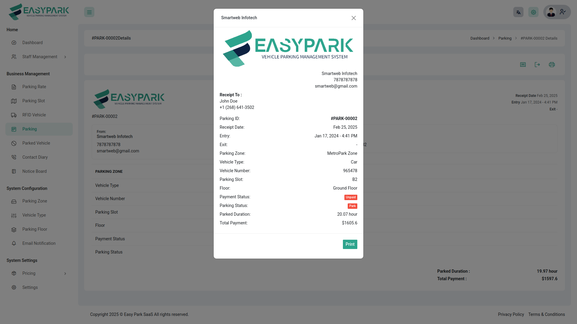 EasyPark SaaS - Vehicle Parking Management System by smartwebinfotech