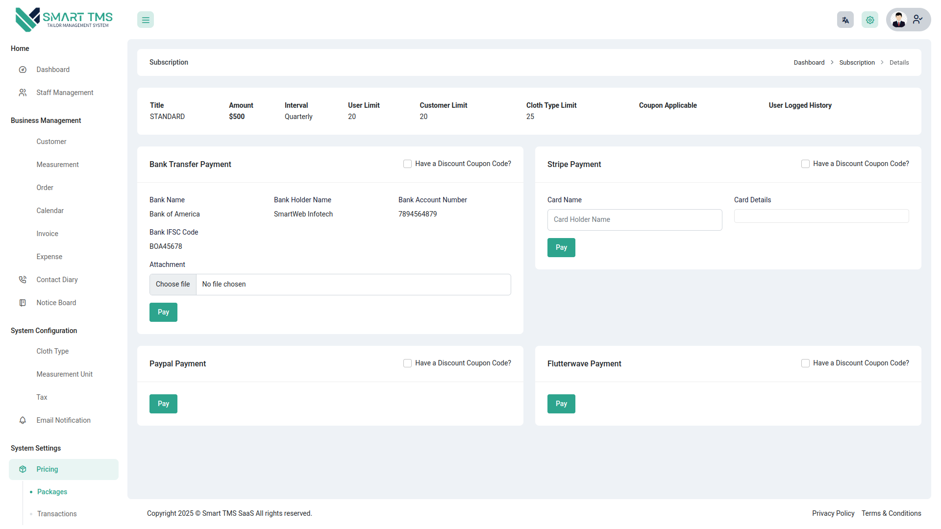 Smart TMS SaaS - Tailor Management System by smartwebinfotech | CodeCanyon