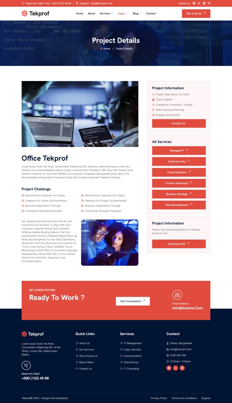 Tekprof - IT Solution & Technology Elementor Template Kit by Thememx