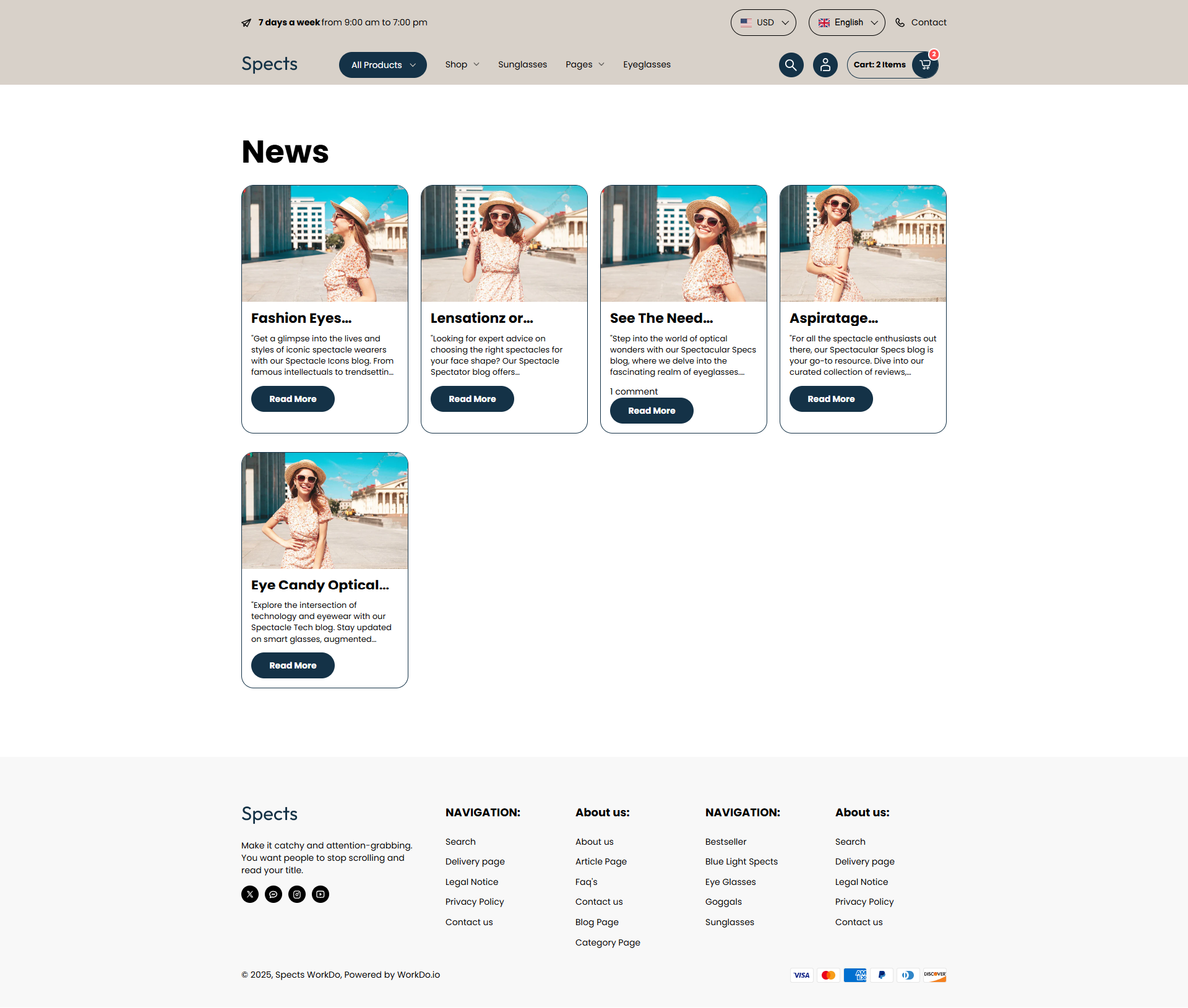 Spects - Modern Glasses Responsive Shopify 2.0 Theme by WorkDo | ThemeForest