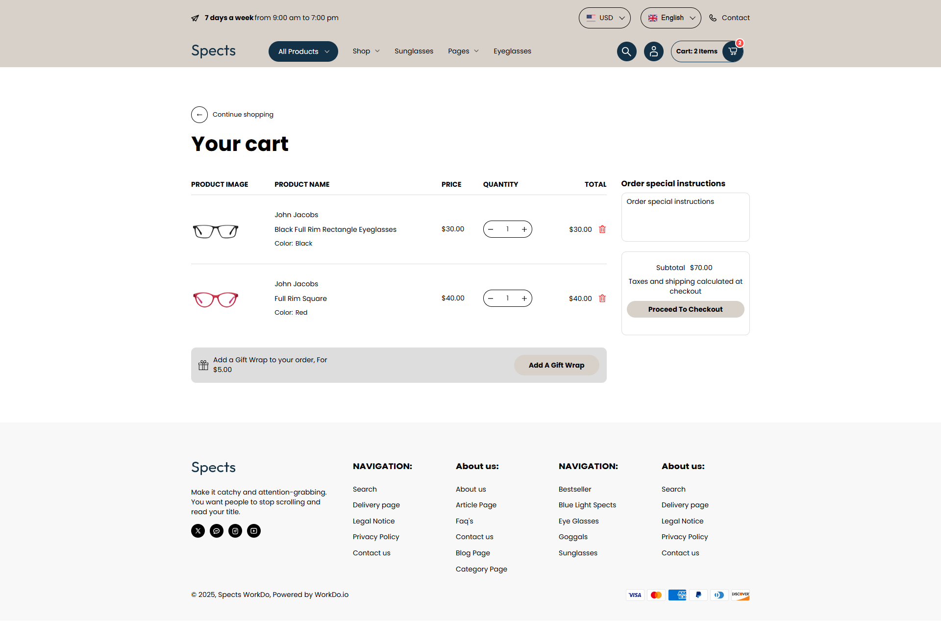 Spects - Modern Glasses Responsive Shopify 2.0 Theme by WorkDo ...