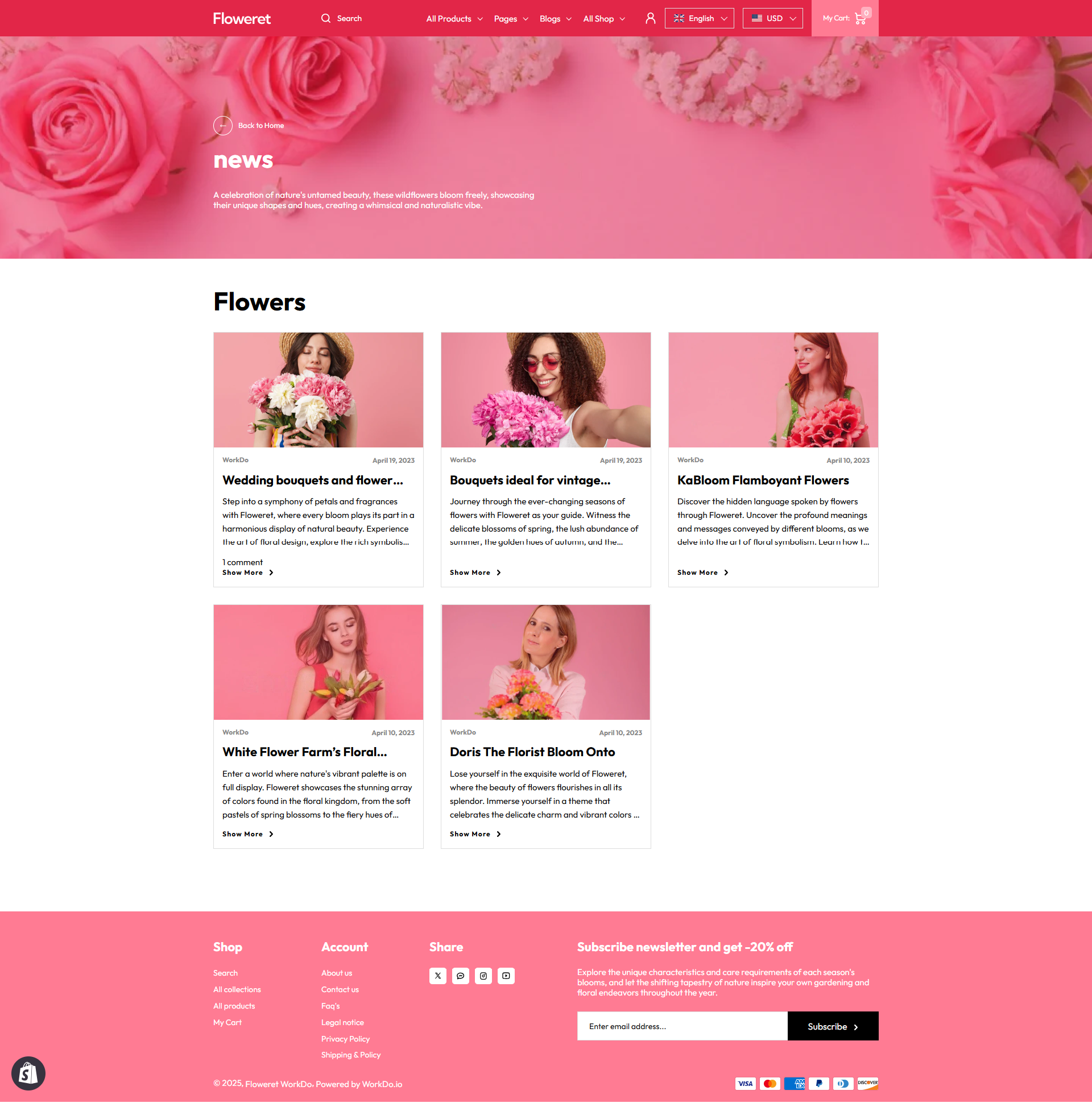 Floweret - Flower Shop & Florist Shopify Theme OS 2.0 by WorkDo ...