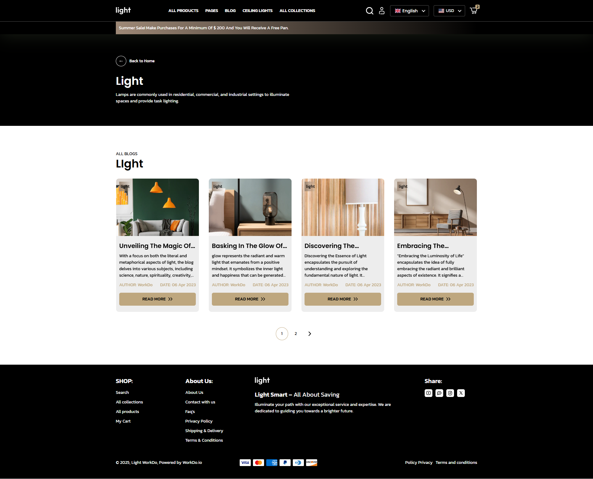 Light - Interior Decor & Lamps Shop Shopify Theme by WorkDo | ThemeForest