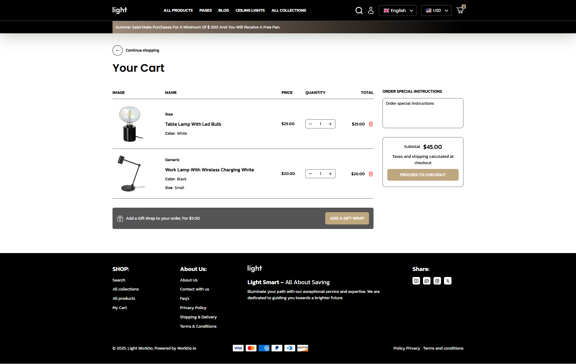 Light - Interior Decor & Lamps Shop Shopify Theme by WorkDo | ThemeForest