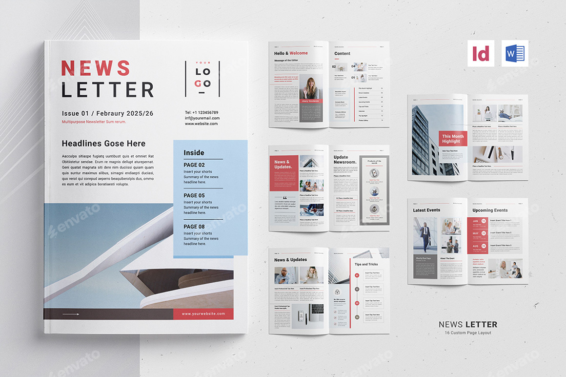Clean Newsletter, Print Templates | GraphicRiver