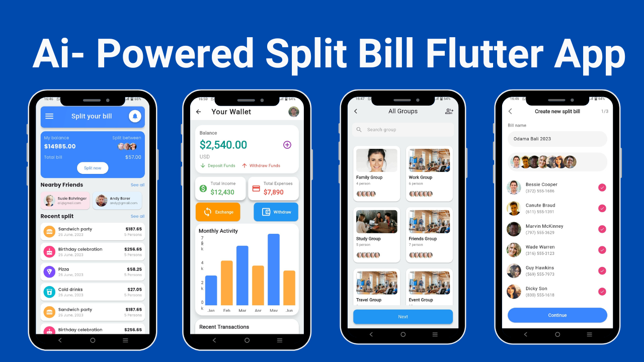 Ai-Powered Split Bill Flutter Mobile App Template | Split payment Flutter App by CodentraTech
