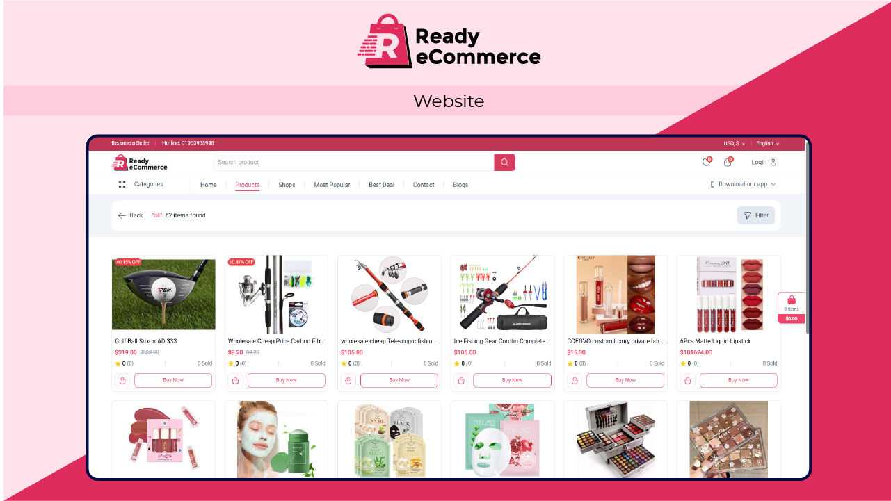 Ready Ecommerce Complete Multi Vendor Ecommerce Mobile App Customer Website With Store Pos By