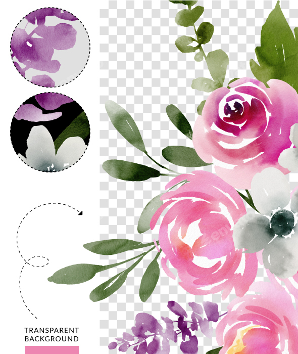Watercolor Flower Clipart Floral Daydream, Graphics | GraphicRiver