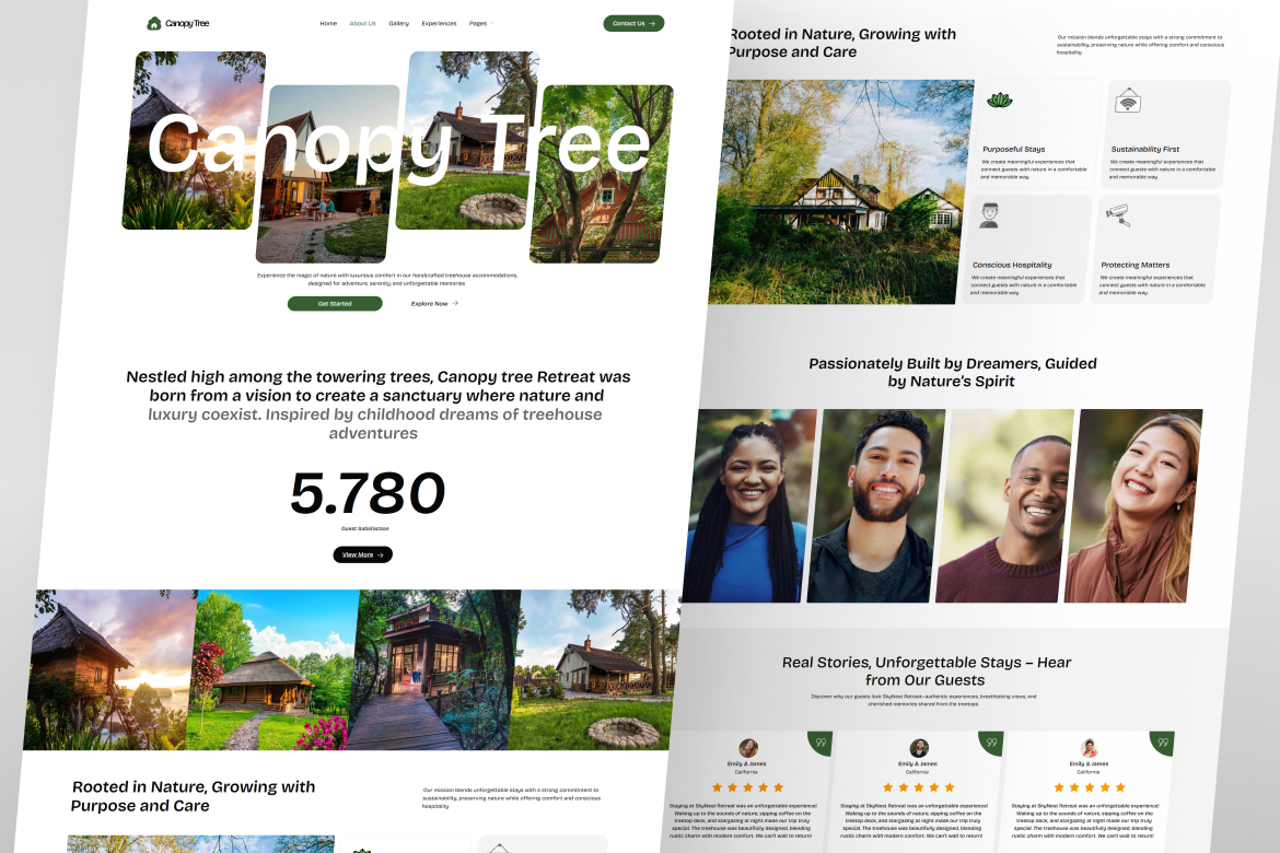 CanopyTree - Treehouse Accommodations Elementor Template Kit for Nature Retreats and Eco Stays ...