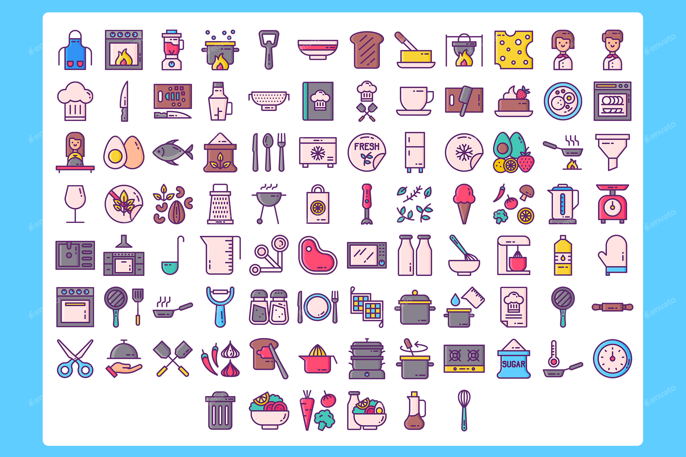 90 Kitchen and Cooking Icons | Crayons Series, Icons | GraphicRiver