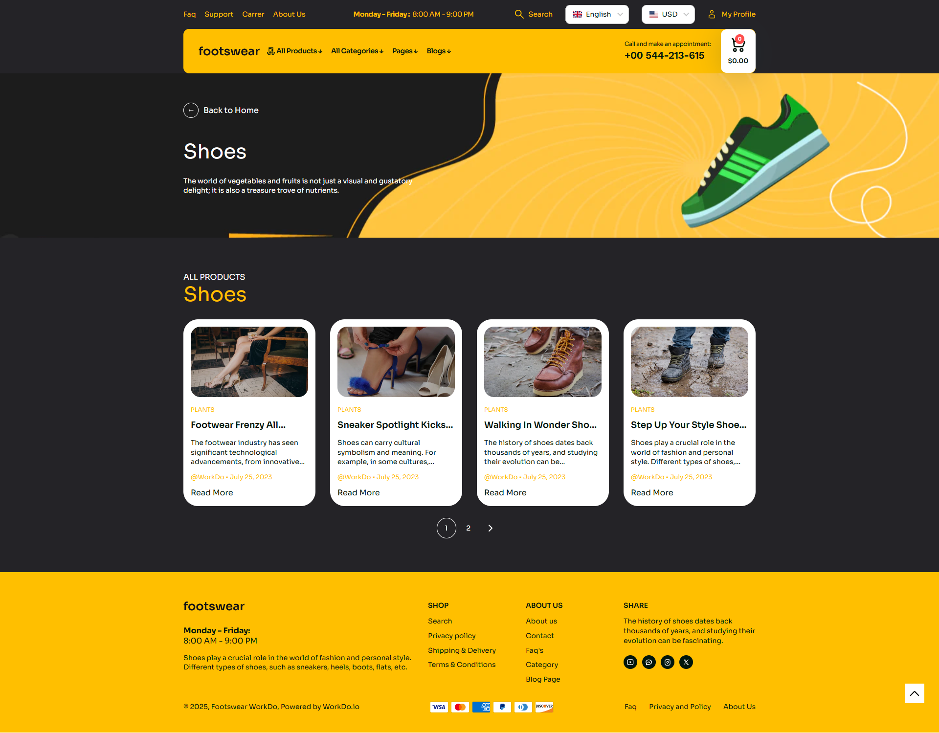 Footswear - Running Shoes & Sports Shoes Shopify OS 2.0 by WorkDo | ThemeForest