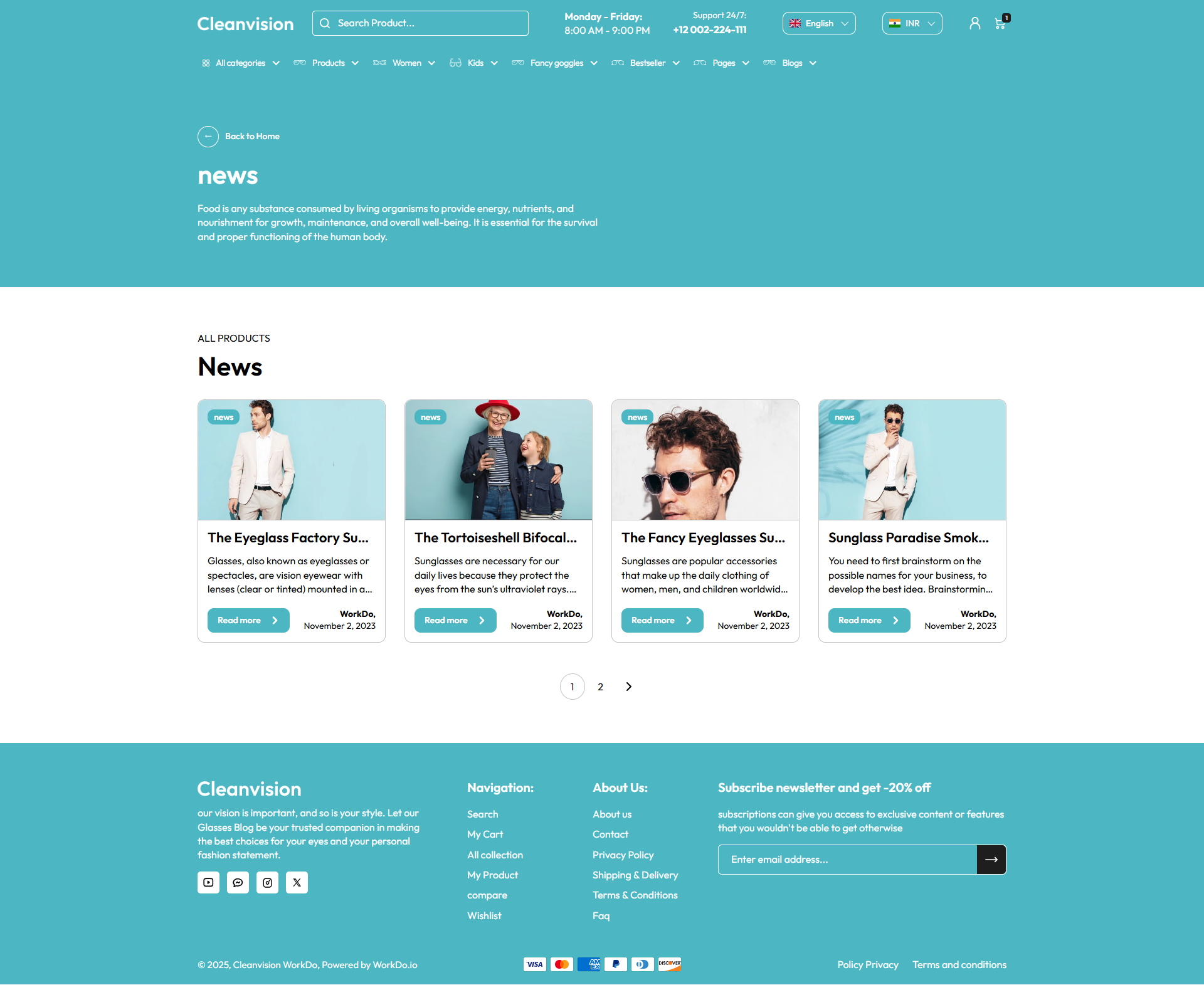 Cleanvision - Sunglasses Store Shopify 2.0 Responsive Theme by WorkDo