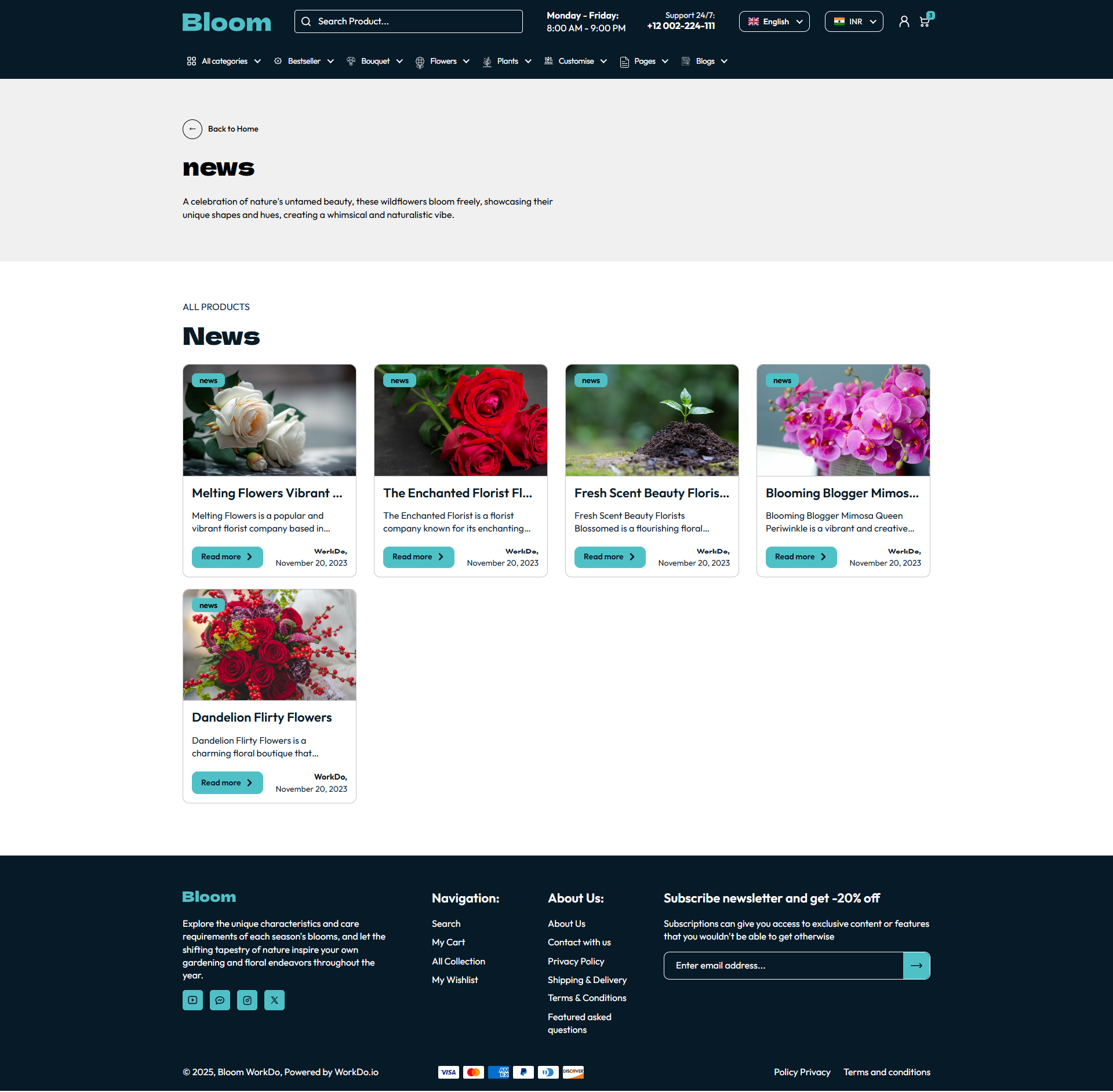 Bloom - Flower Store eCommerce Shopify 2.0 Theme by WorkDo | ThemeForest