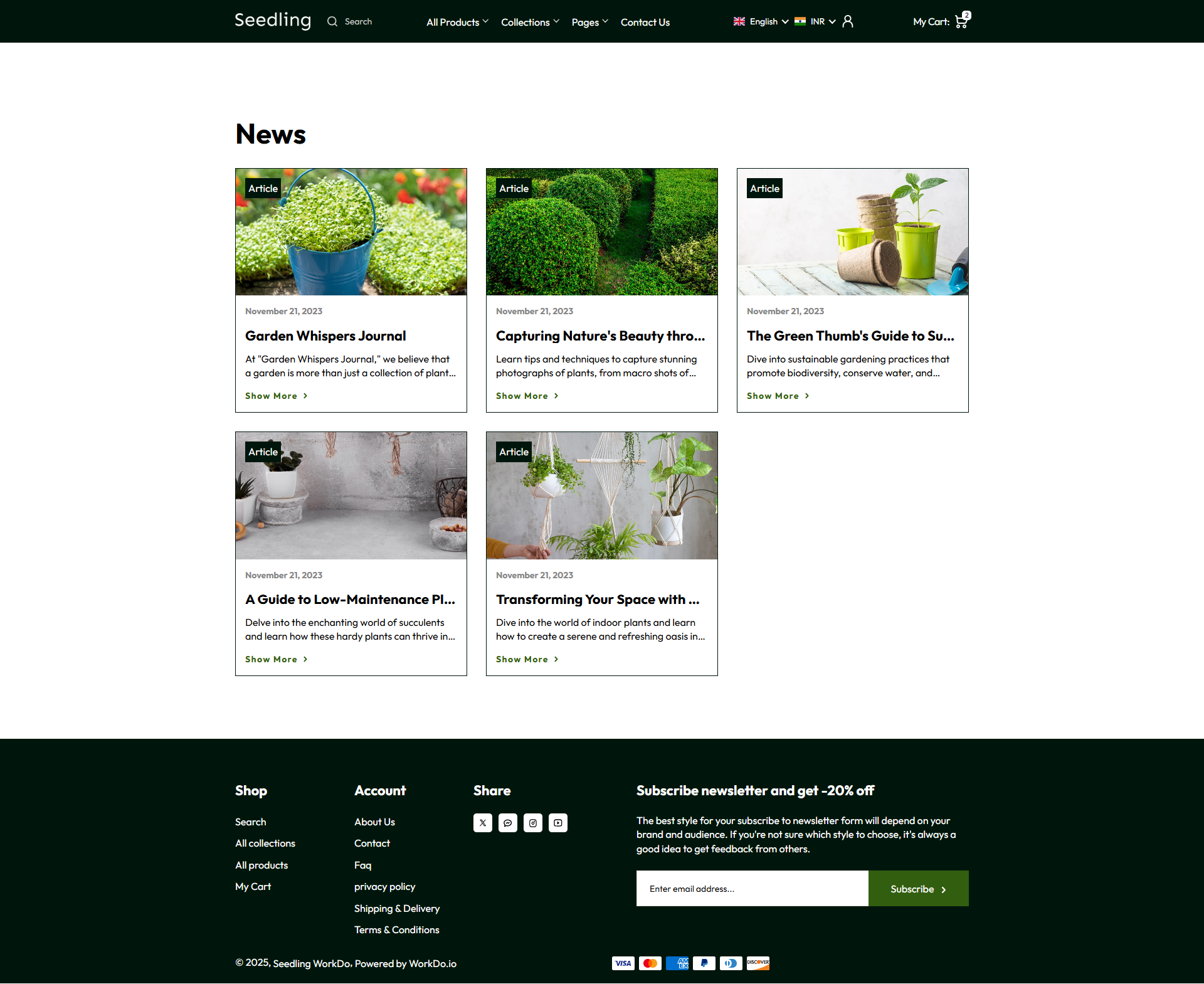 Seedling - Houseplants eCommerce Shopify 2.0 Store by WorkDo | ThemeForest