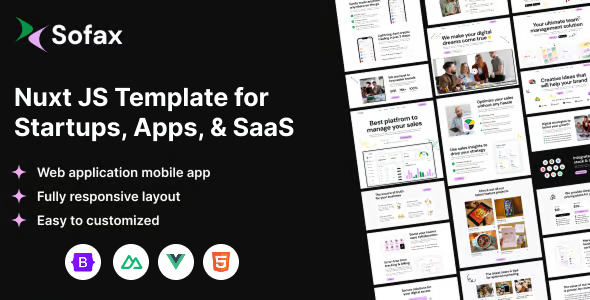 Sofax - Saas, Software & Startup Vue Nuxt JS Template by rk_theme | ThemeForest