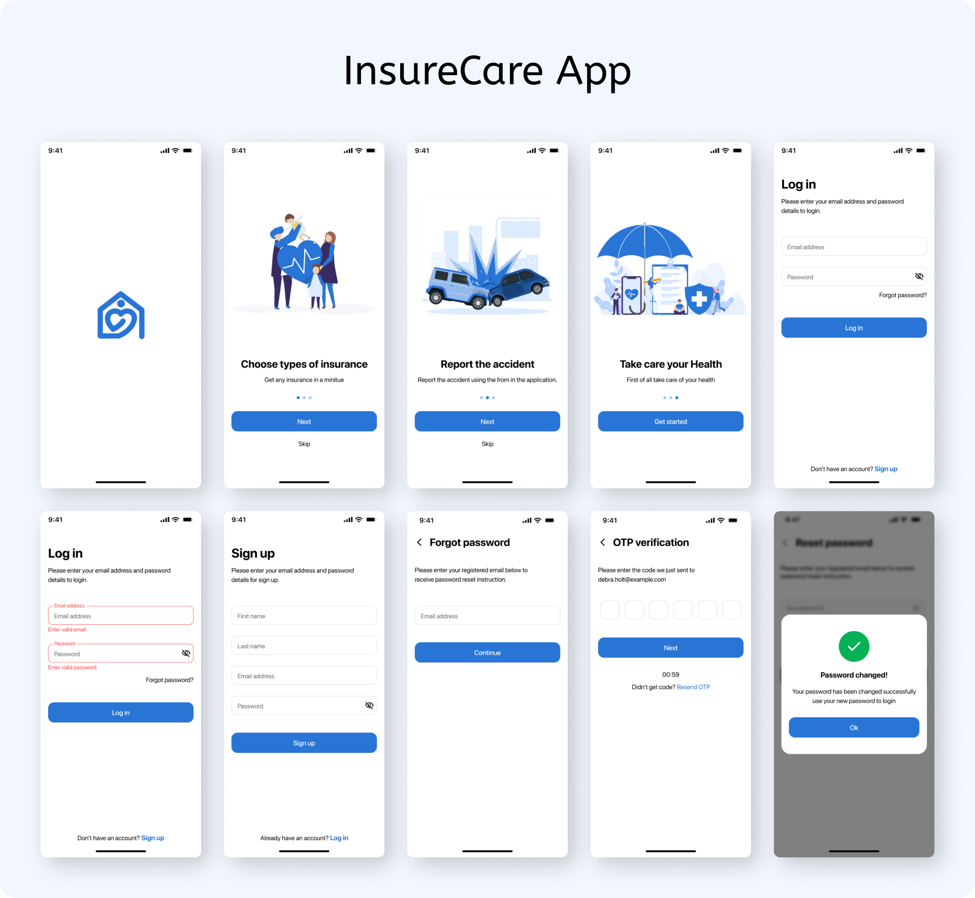 InsureCare App UI Template | Insurance Services App in Flutter ...