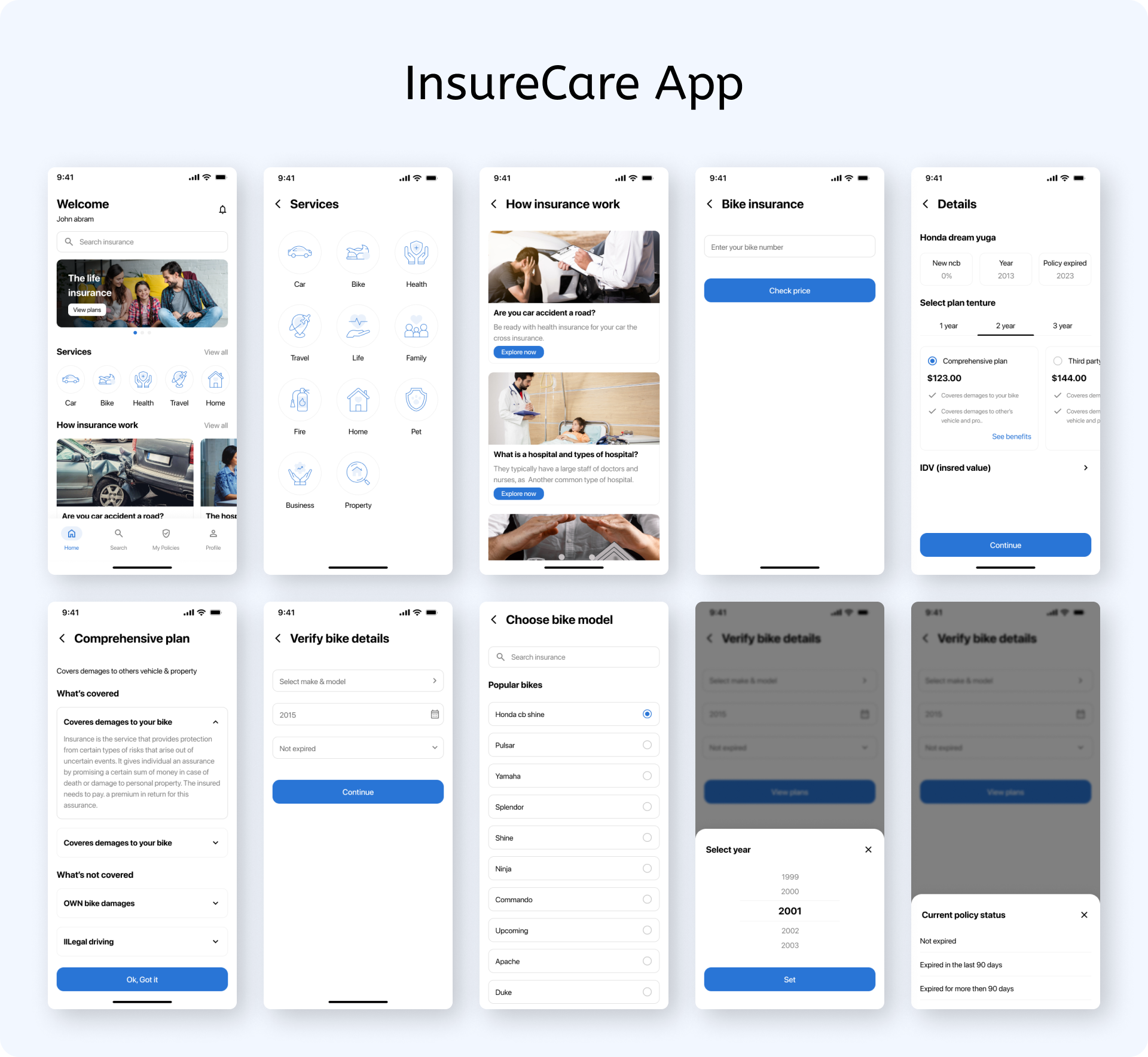 InsureCare App UI Template | Insurance Services App in Flutter ...