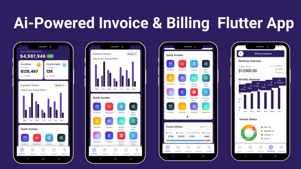 AI-Powered Invoice & Billing Management Flutter Template | Invoice Generator App by CodentraTech
