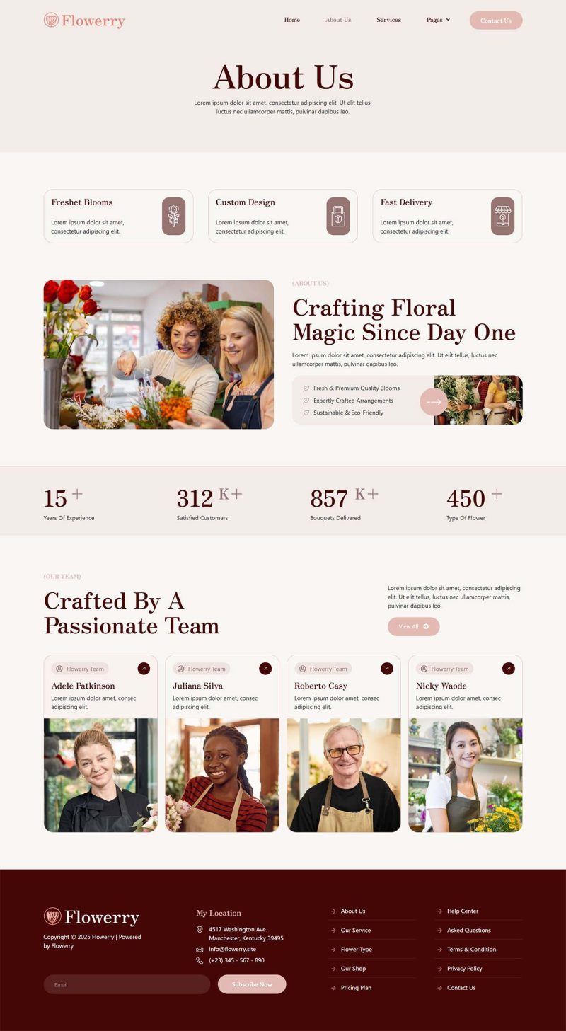 Flowerry - Florist & Flower Boutique Elementor Template Kit by Kitpro