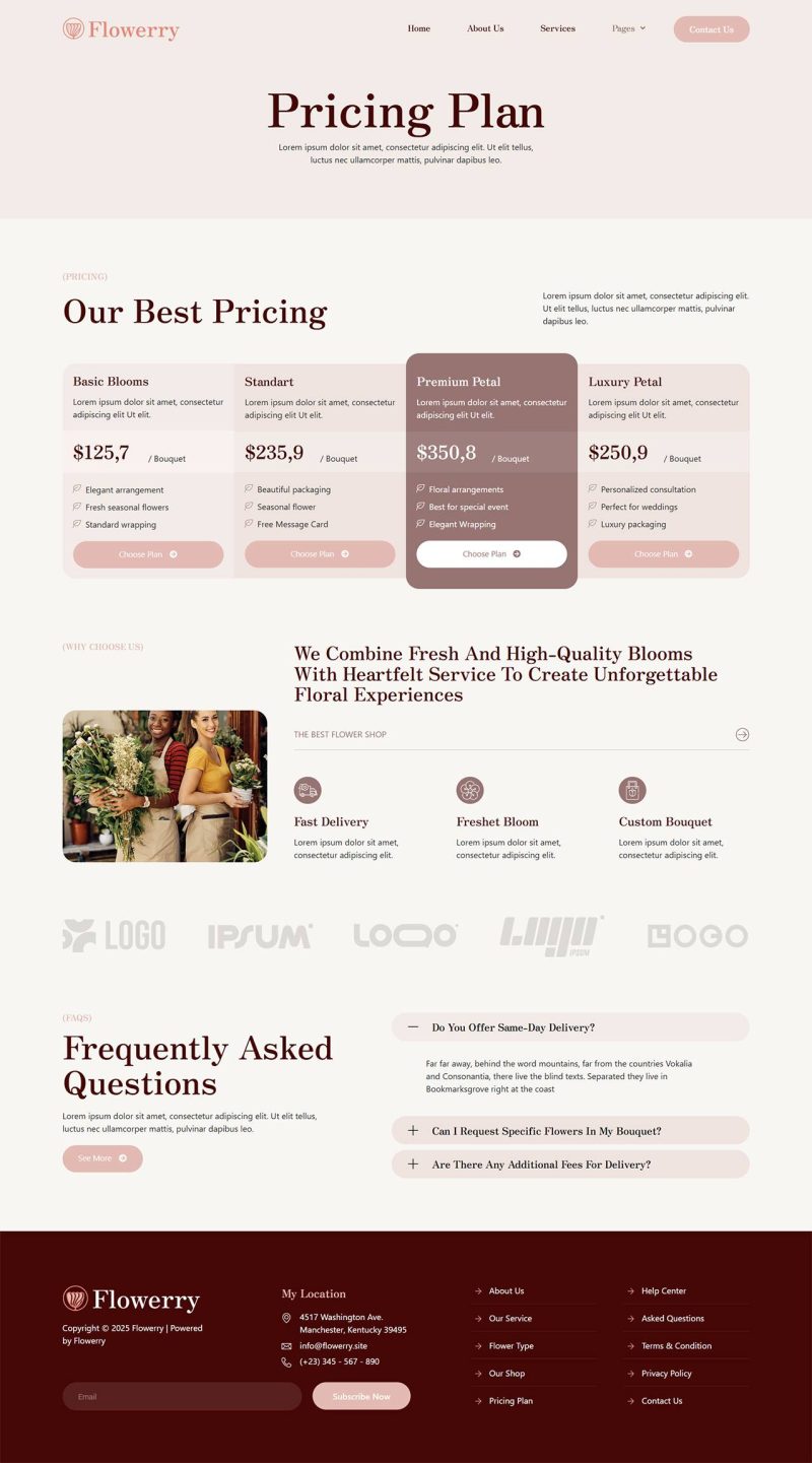 Flowerry - Florist & Flower Boutique Elementor Template Kit by Kitpro