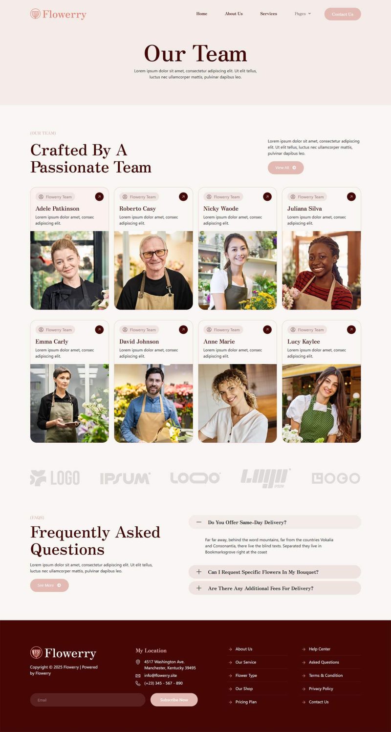 Flowerry - Florist & Flower Boutique Elementor Template Kit by Kitpro