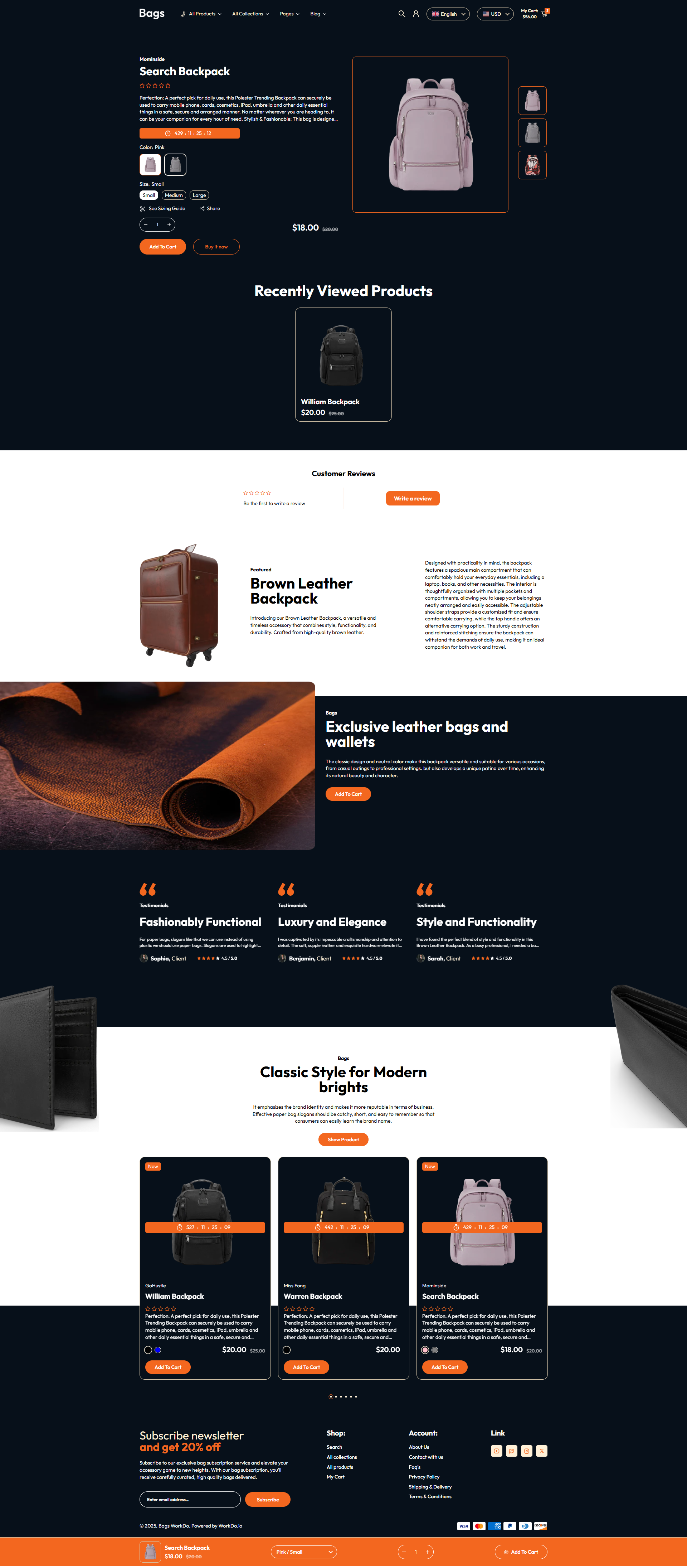 Bags - Leather Bags Store Shopify 2.0 Theme by WorkDo | ThemeForest